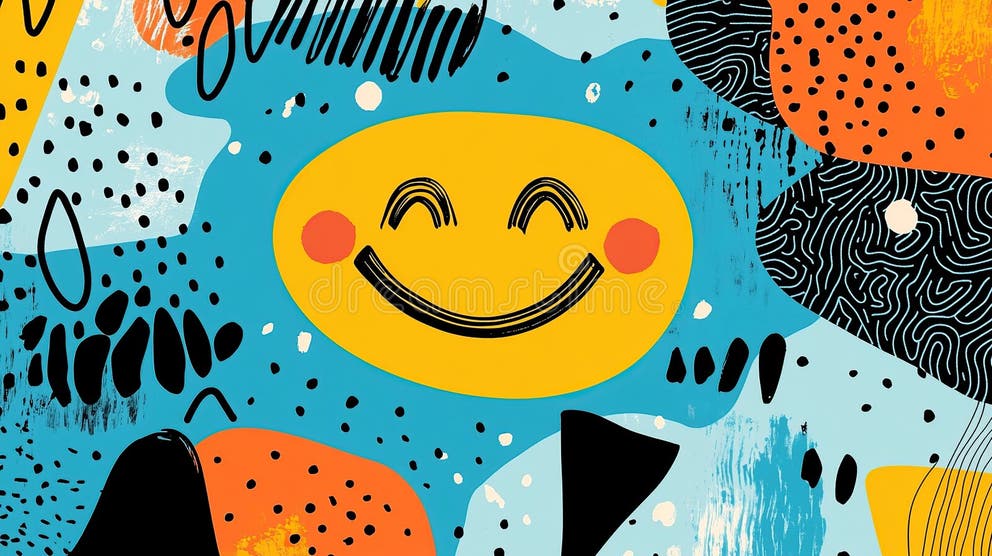Happy Smiley Face on Colorful Abstract Background Stock Image - Image ...