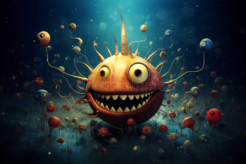 A Happy Smiley Face Cute Monster Stock Illustration - Illustration of ...