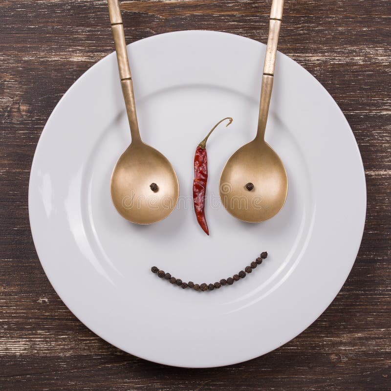 Happy Smiley Face on Dish Plate Stock Photo - Image of chili, happy ...