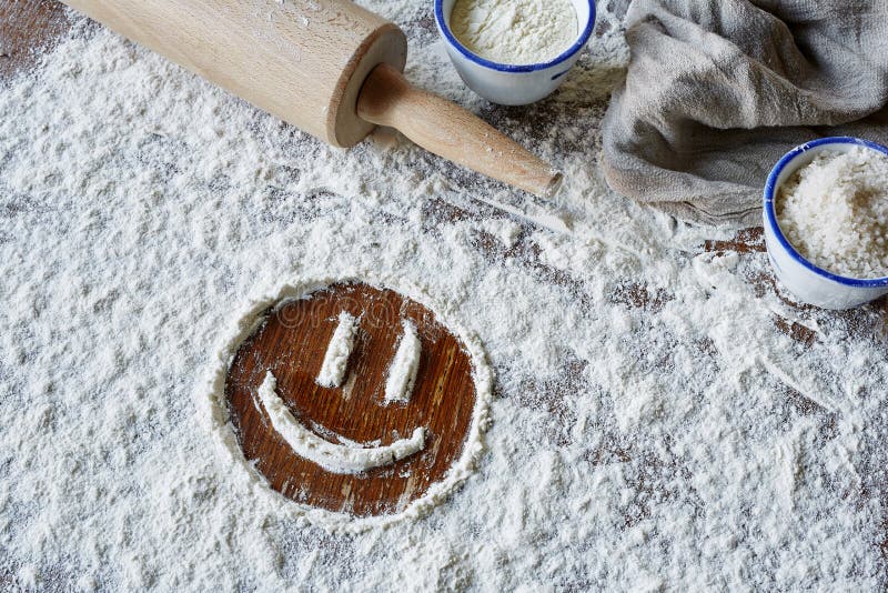 Happy smiley in flour stock photo. Image of roll, bread - 85175114