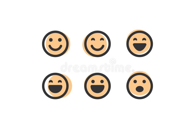 Happy Smiley Icon Set. Happy Face Vector Stock Vector - Illustration of ...