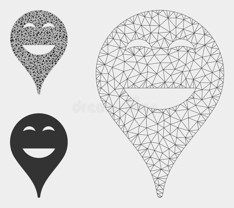 Happy Smiley Map Marker Vector Mesh Carcass Model and Triangle Mosaic ... Happy Smiley Map Marker Vector Mesh Carcass Model and Triangle Mosaic ...