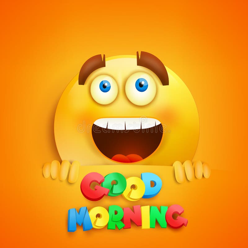 Happy Smiley Round Face. Good Morning Card Stock Illustration ...