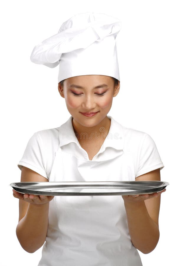 Happy Smiling Asian Chinese Woman Chef at Work Stock Photo - Image of ...