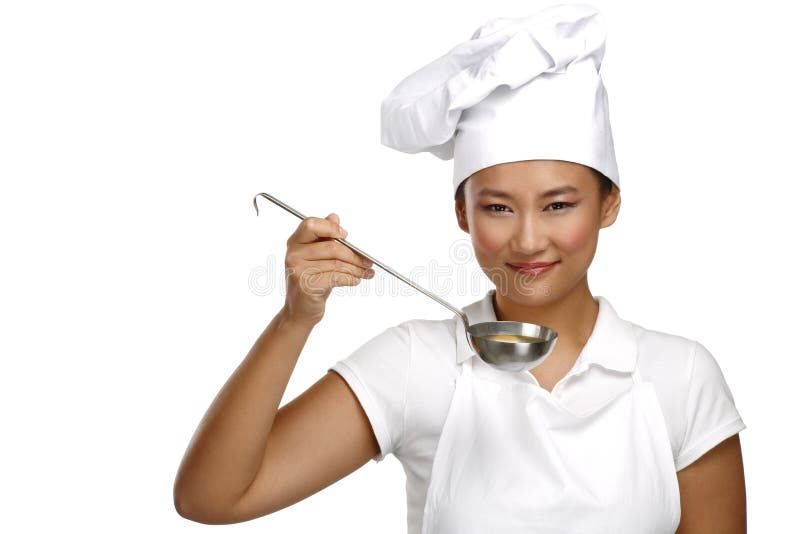Happy Smiling Asian Chinese Woman Chef at Work Stock Photo - Image of ...