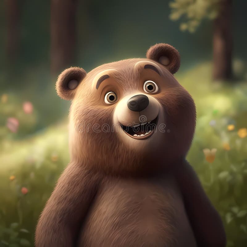 Happy Smiling Bear at Forest. Generative AI Stock Illustration ...