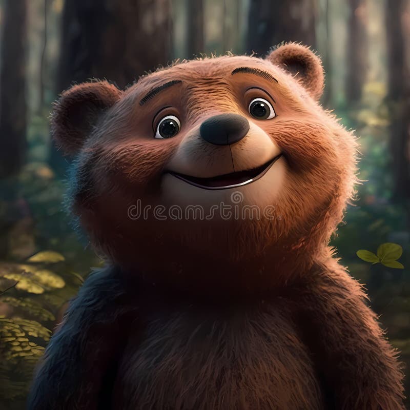 Happy Smiling Bear at Forest. Generative AI Stock Illustration ...