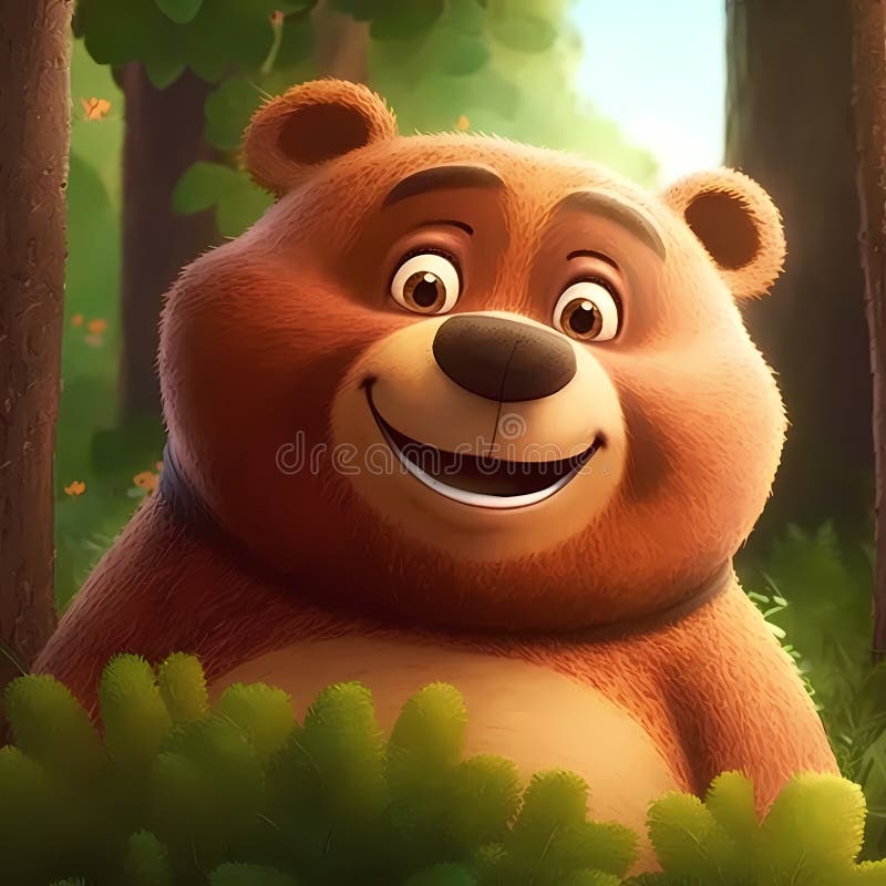 Happy Smiling Bear at Forest. Generative AI Stock Illustration ...