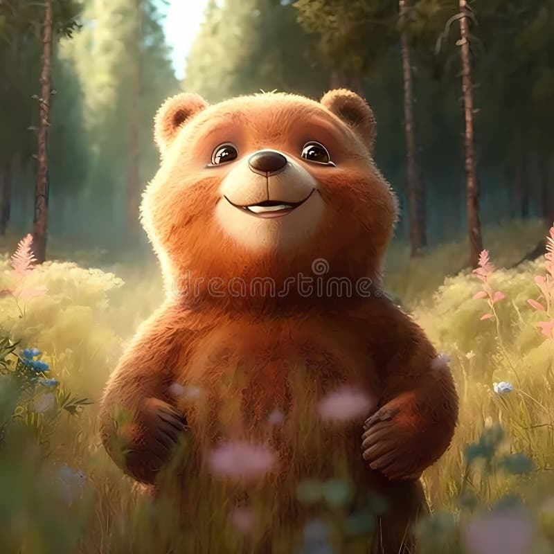 Happy Smiling Bear at Forest. Generative AI Stock Illustration ...