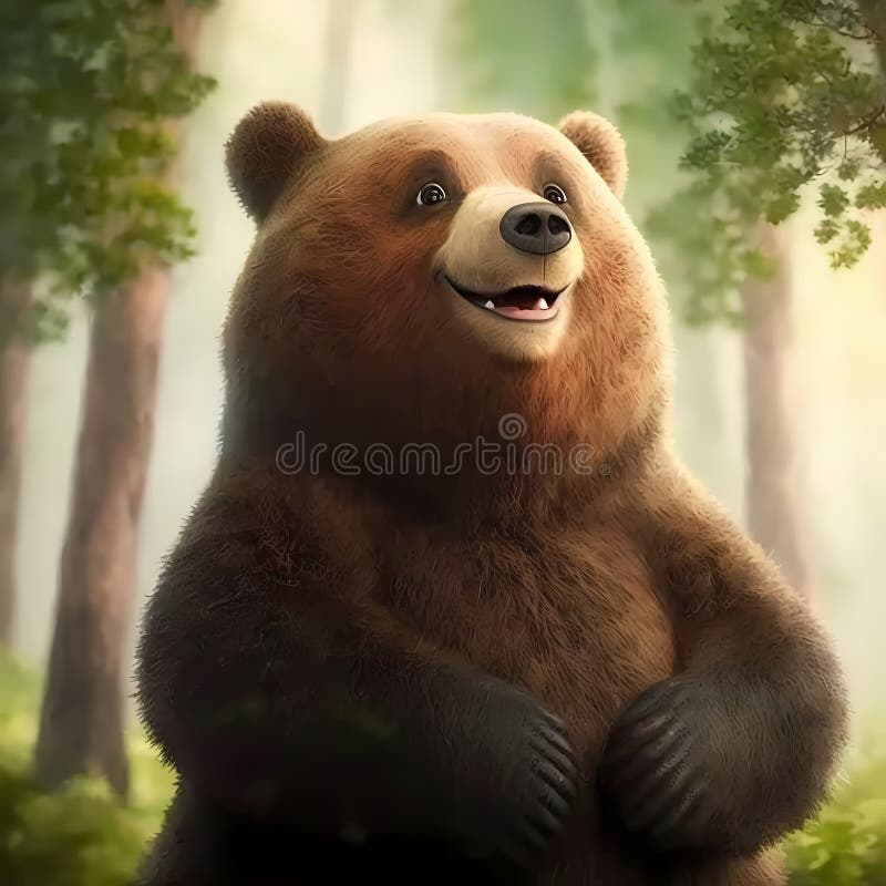 Happy Smiling Bear at Forest. Generative AI Stock Illustration ...
