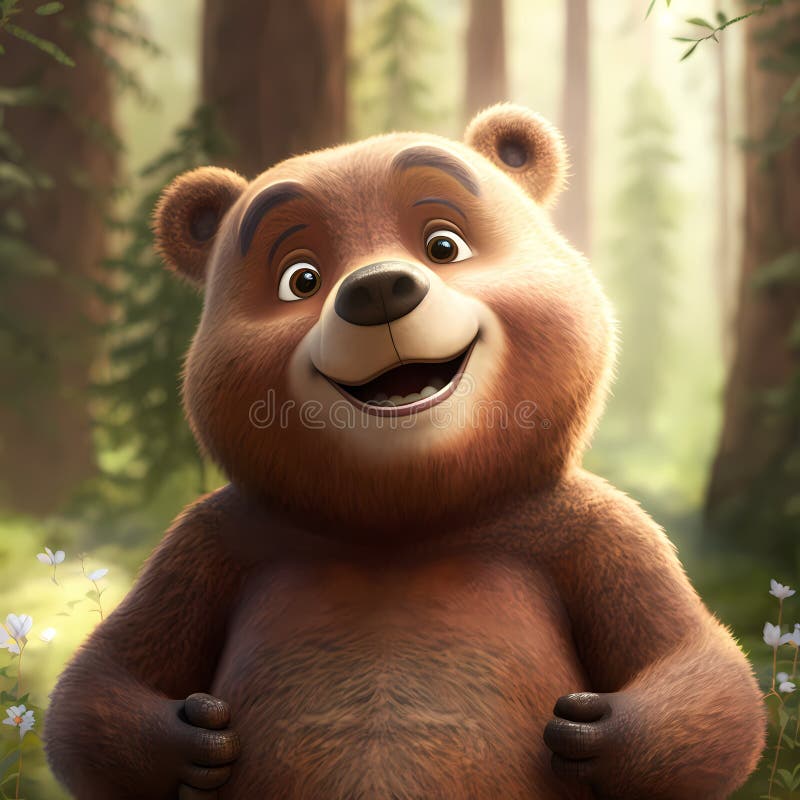 Happy Smiling Bear at Forest. Generative AI Stock Illustration ...