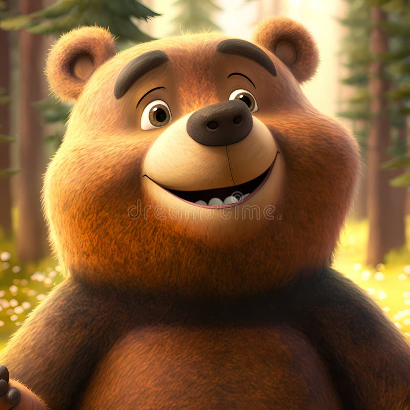 Happy Smiling Bear at Forest. Generative AI Stock Illustration ...