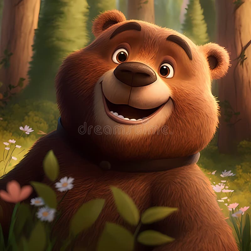 Happy Smiling Bear at Forest. Generative AI Stock Illustration ...