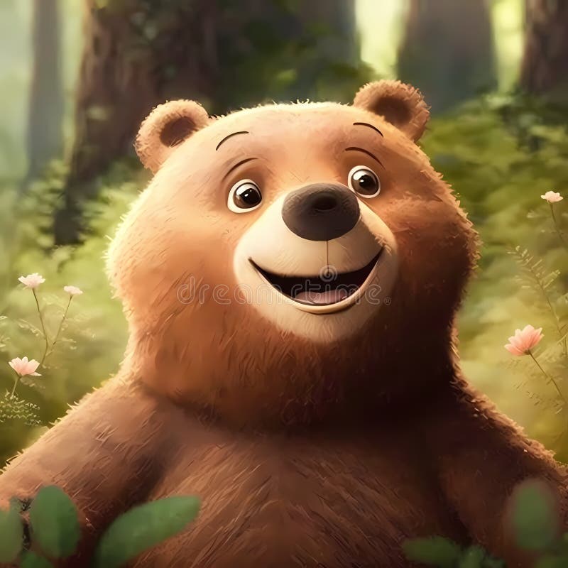 Happy Smiling Bear at Forest. Generative AI Stock Illustration ...