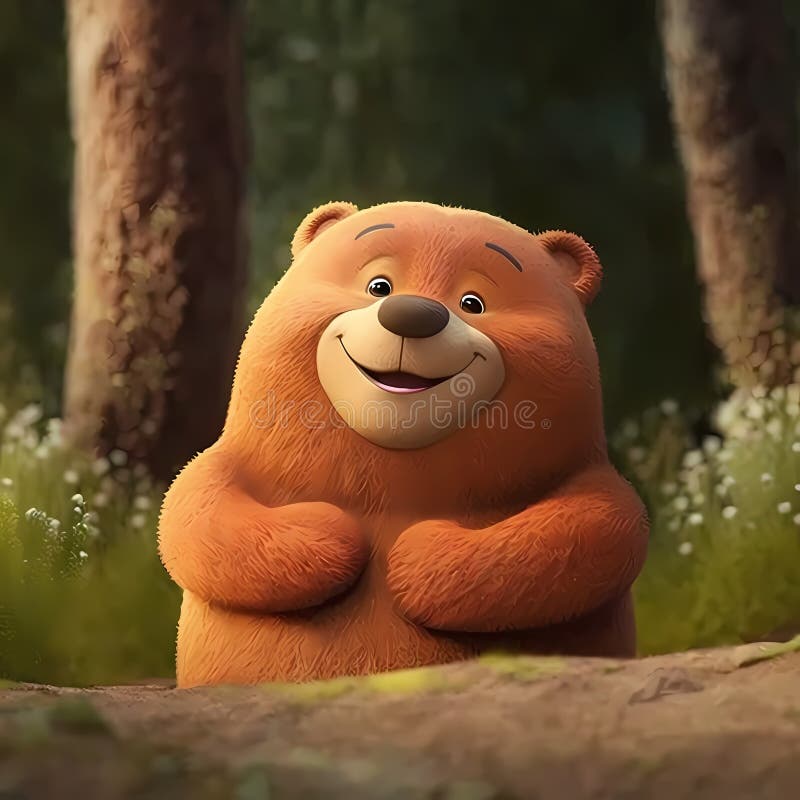 Happy Smiling Bear at Forest. Generative AI Stock Illustration ...