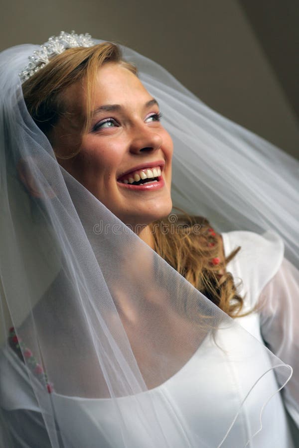 Happy Smiling Beautiful Bride Stock Photo - Image of looking, female ...