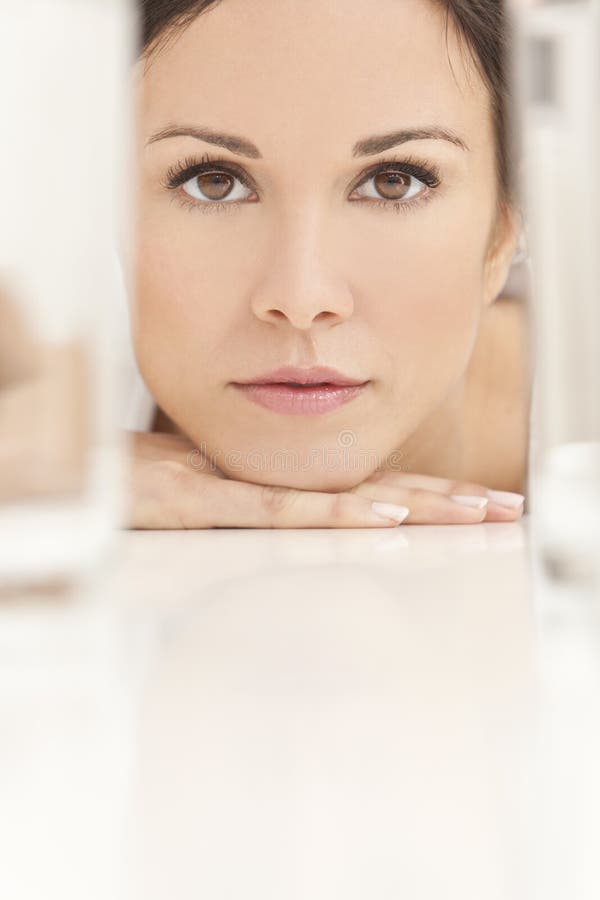 Happy Smiling Beautiful Woman Resting on Her Hands Stock Photo - Image ...
