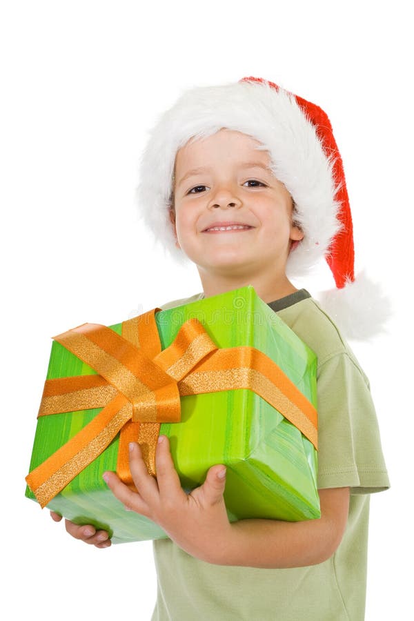 Happy Smiling Boy with Present Stock Image - Image of expression ...