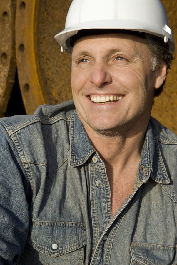 Happy Smiling Construction Worker. Stock Image - Image of happy ...