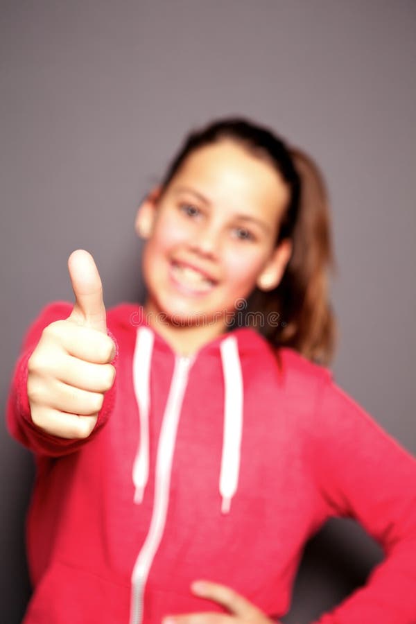 Happy Smiling Child Giving a Thumbs Up Stock Photo - Image of emotion ...