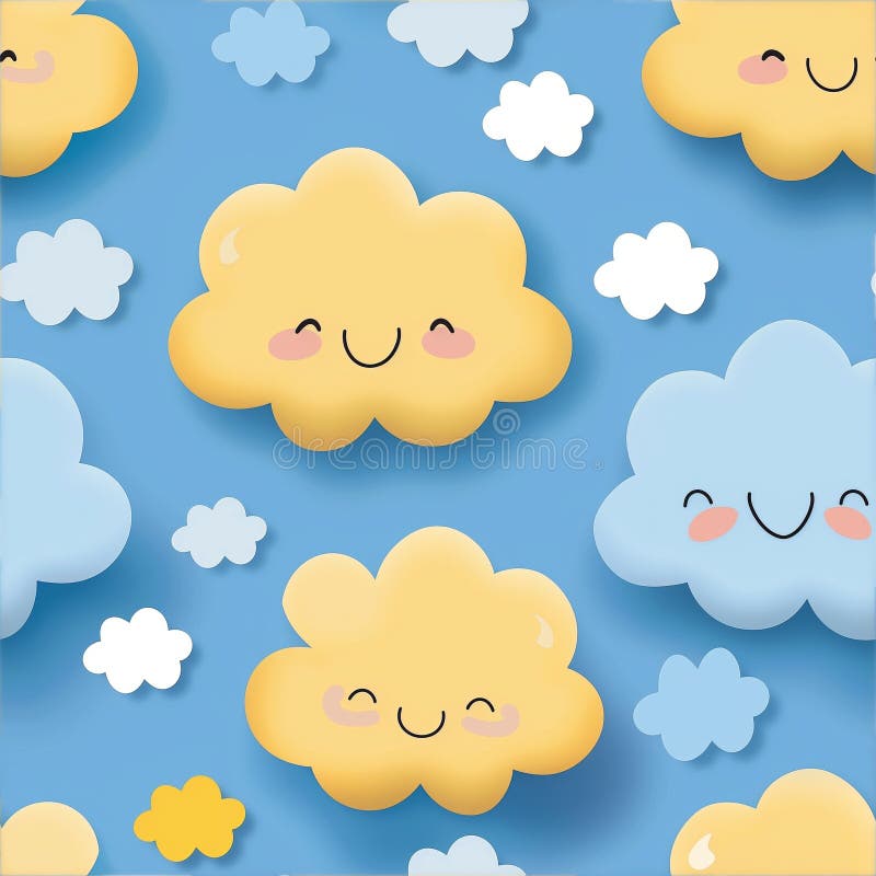 Happy and Smiling Clouds Against a Blue Background Creating a Joyful ...