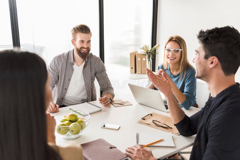 Happy Smiling Co-workers Doing Their Job Stock Image - Image of ...