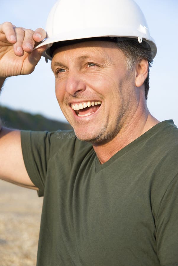 Happy Smiling Construction Worker. Stock Image - Image of employee ...