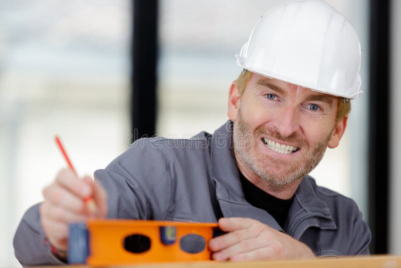 Happy Smiling Contractor Looking at Camera Stock Image - Image of ...