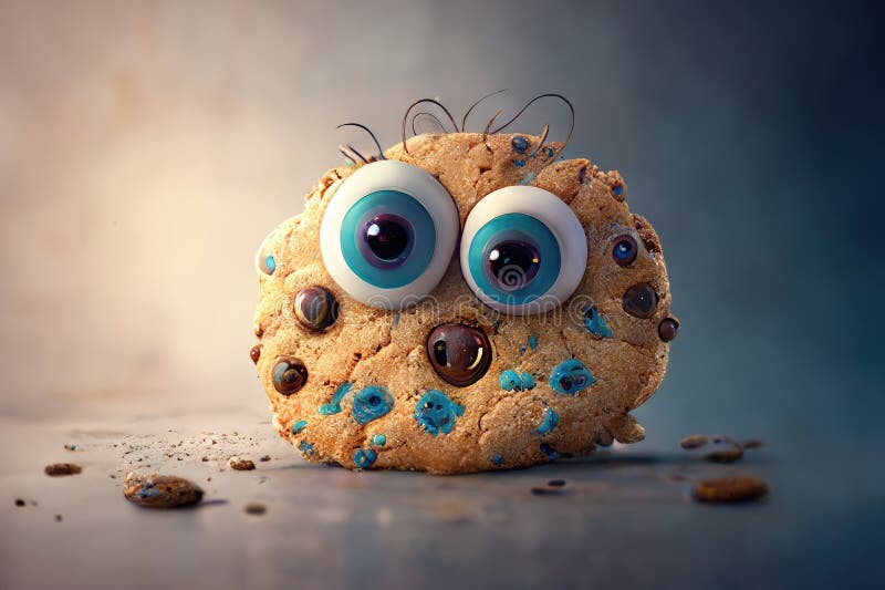 Happy Smiling Cookie with Funny Eyes Stock Illustration - Illustration ...