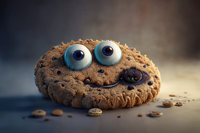 Happy Smiling Cookie with Funny Eyes Stock Illustration - Illustration ...