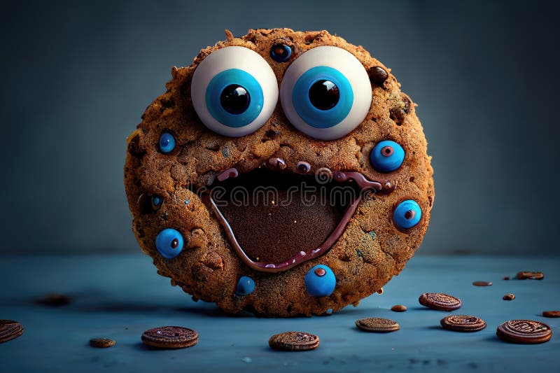 Happy Smiling Cookie with Funny Eyes Stock Illustration - Illustration ...