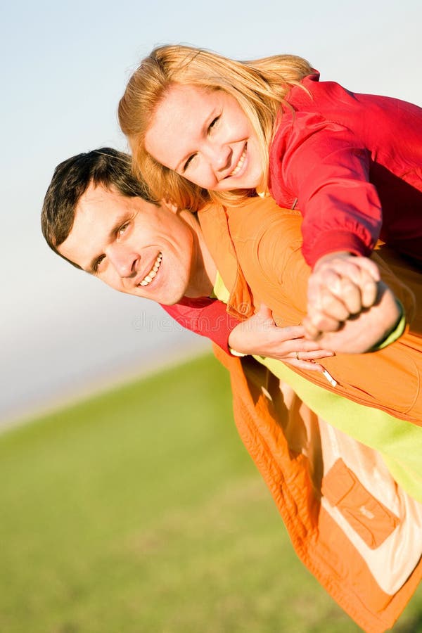 Happy Smiling Couple Fly in Sky Stock Photo - Image of girl, holidays ...