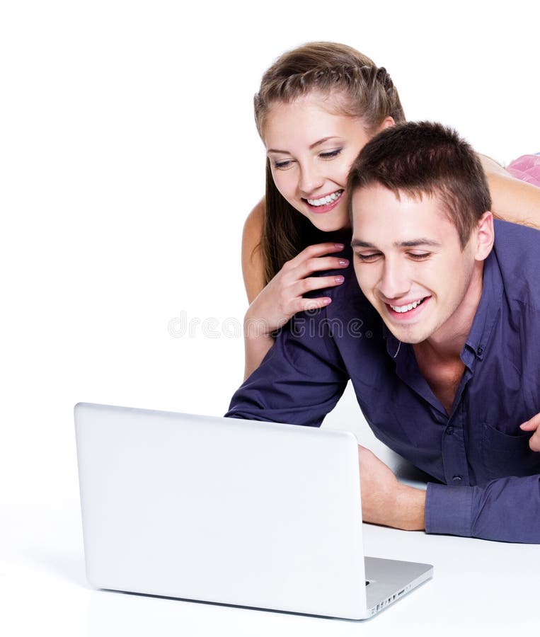 Happy Traditional Java Wedding Couple with Laptop Stock Photo - Image ...
