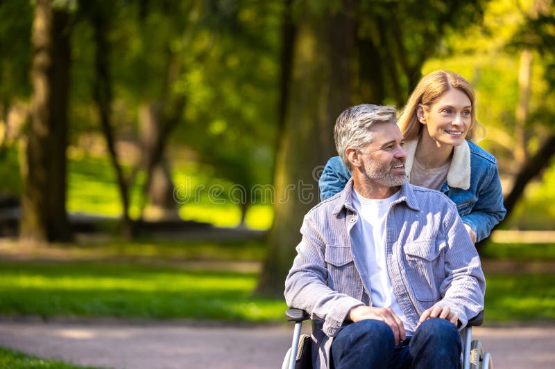 Happy Smiling Couple on a Walk in the Park Stock Photo - Image of ...