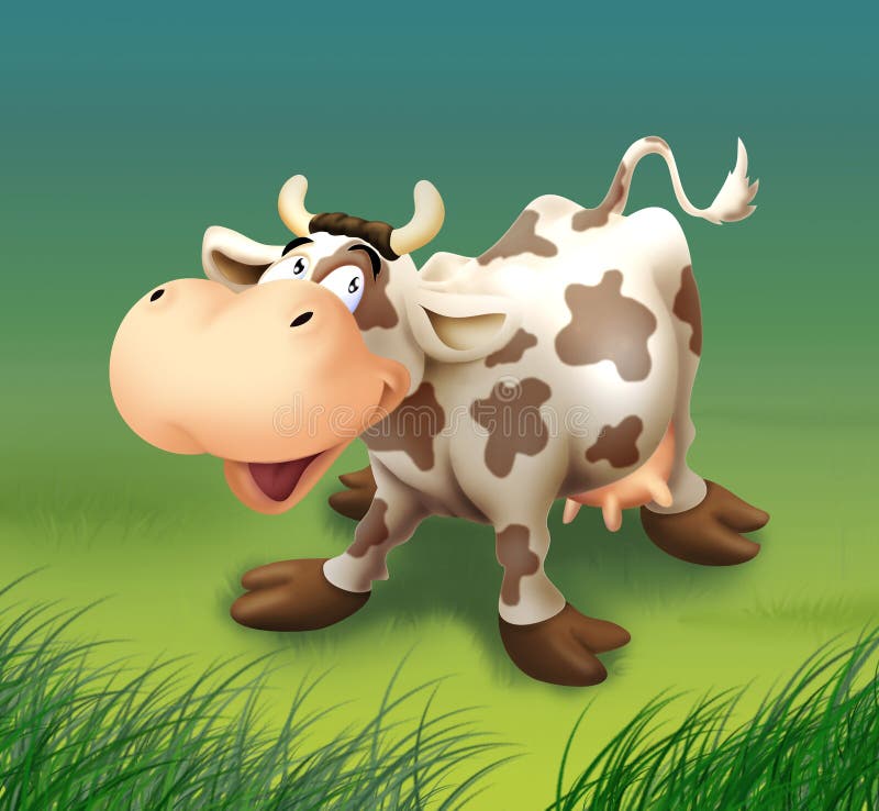 Happy smiling cow stock illustration. Illustration of field - 106687003