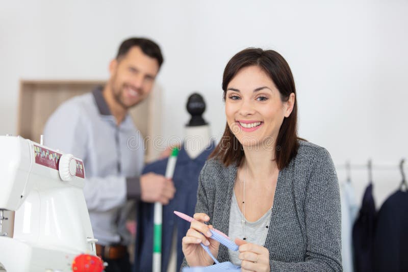 Happy Smiling Creative Fashion Designer in Studio Stock Photo - Image ...