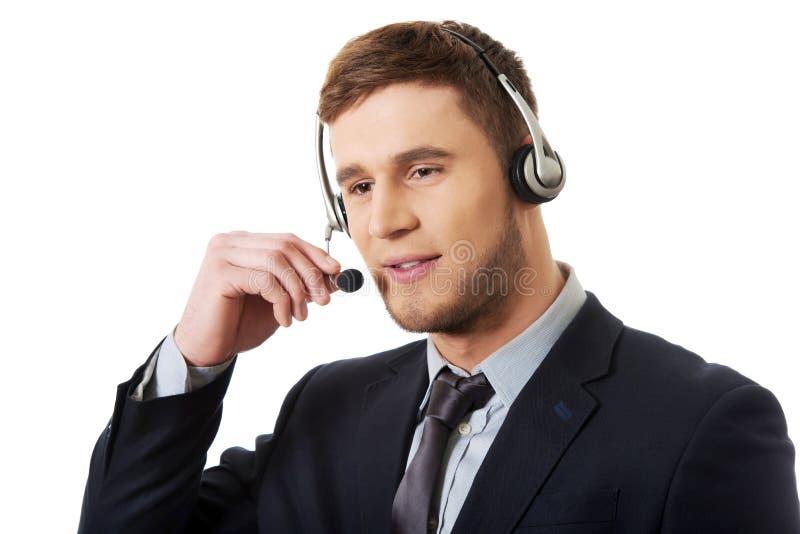 Happy Smiling Customer Support Phone Operator. Stock Image - Image of ...
