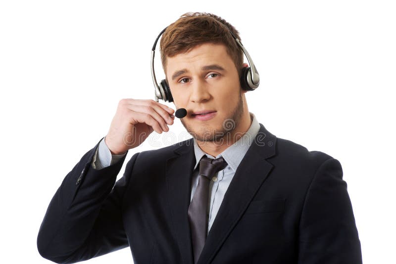 Happy Smiling Customer Support Phone Operator. Stock Image - Image of ...