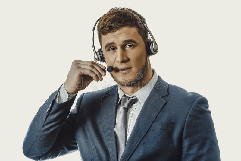 Happy Smiling Customer Support Phone Operator. Stock Photo - Image of ...