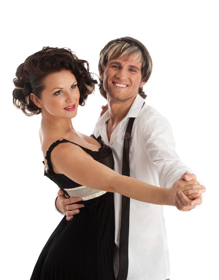 Happy Smiling Dancing Couple Stock Image - Image of female, beauty ...