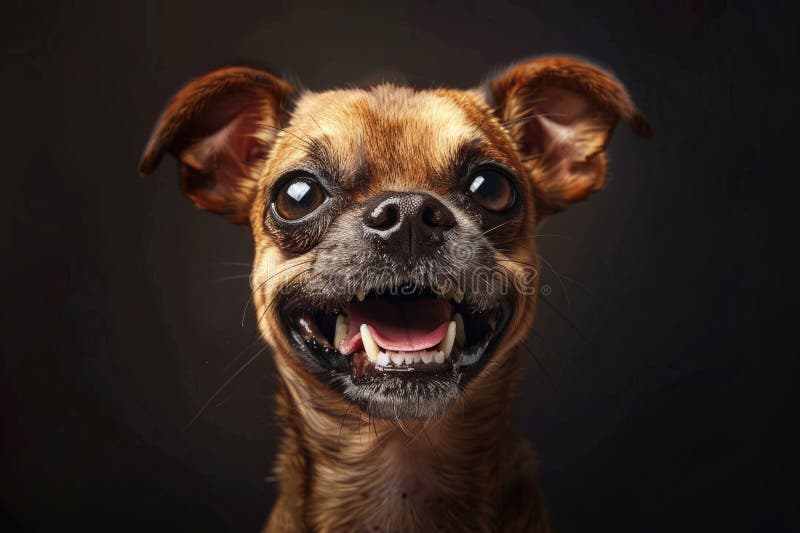 Happy Smiling Dog in Portrait on Black Background Stock Photo - Image ...
