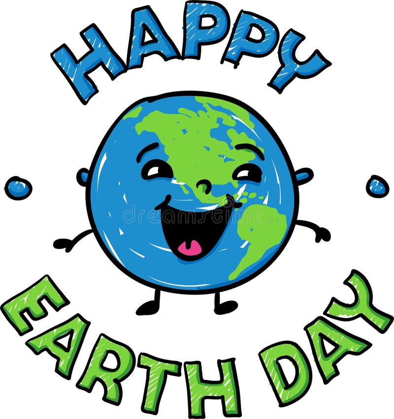 Happy Smiling Earth Globe for Happy Earth Day - Hand Drawn Vector ...