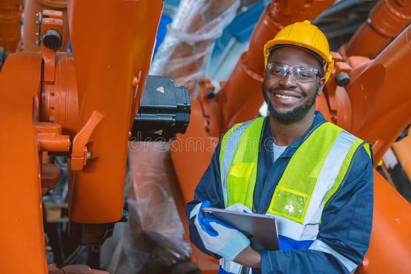 Happy Smiling Engineer Worker African Black People Work in Factory ... Happy Smiling Engineer Worker African Black People Work in Factory ...