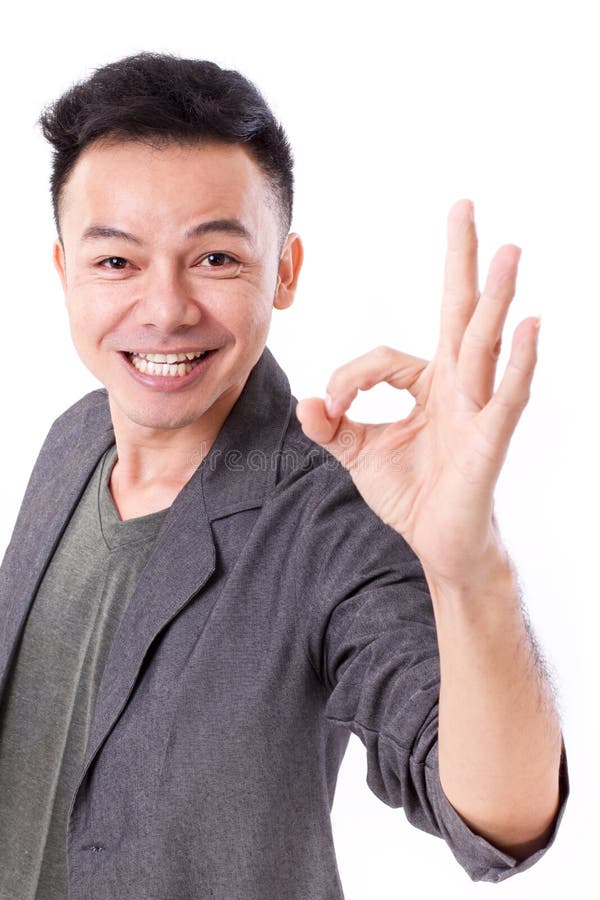 Happy, Smiling, Exited Man Giving Ok Hand Gesture Stock Image - Image ...
