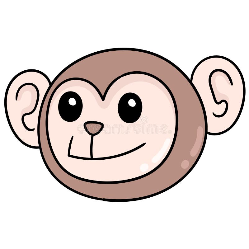 Happy Smiling Face Monkey Head, Doodle Icon Drawing Stock Vector ...