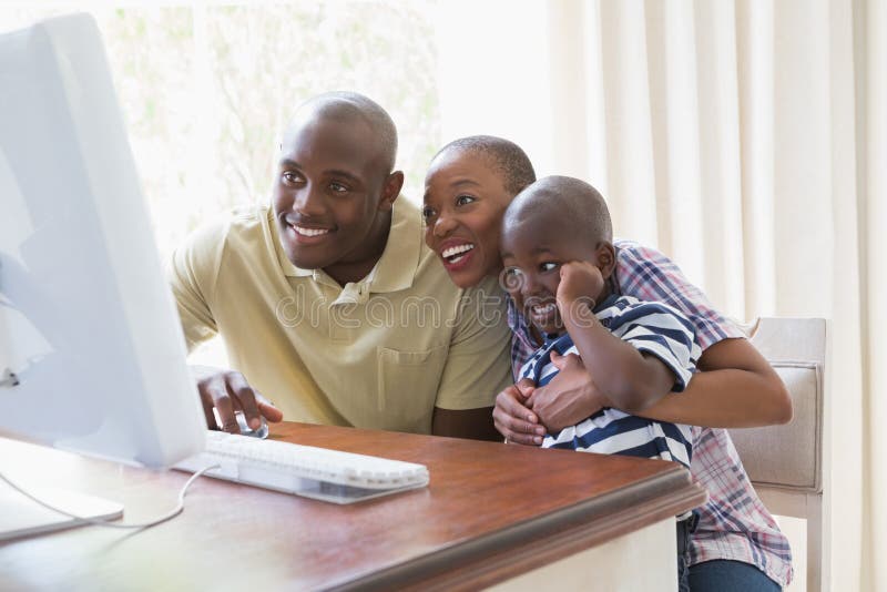 African American Family Using Laptop Computer Stock Image - Image of ...