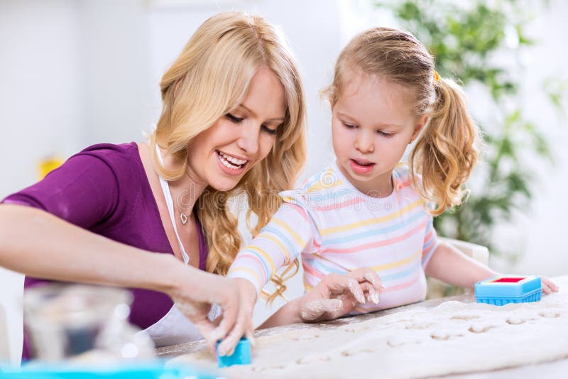 Happy Smiling Family Shaping Cookies Stock Photo - Image of family ...