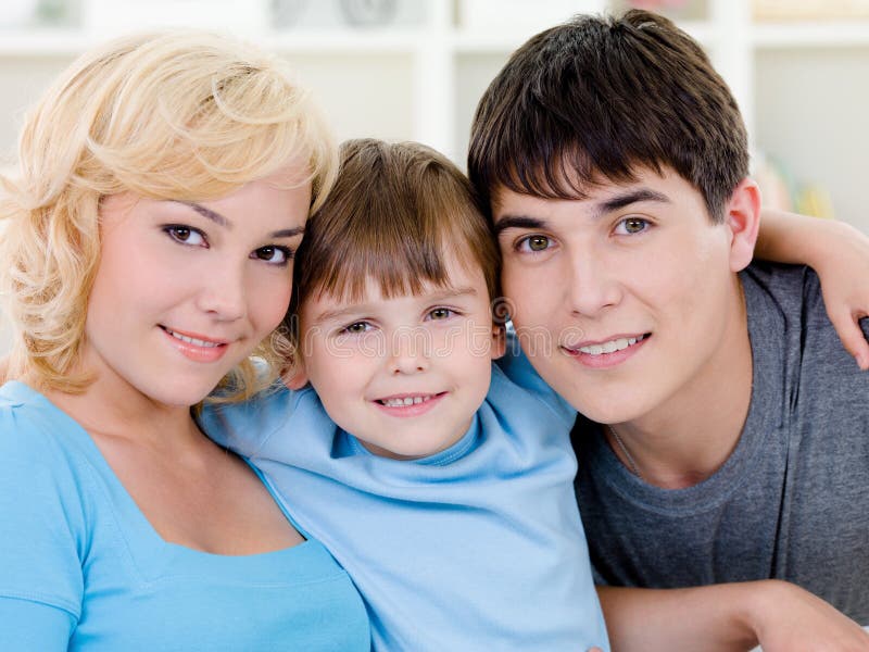 Happy Smiling Family with Son Stock Image - Image of horizontal ...