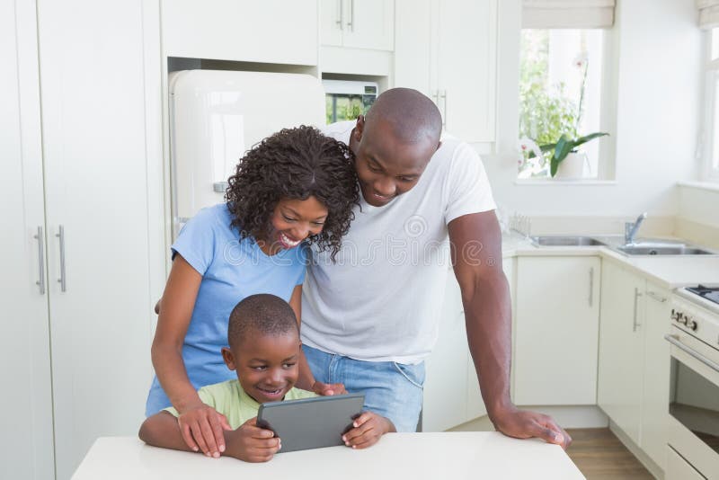 Happy Smiling Family Using Digital Tablet Stock Photo - Image of ...