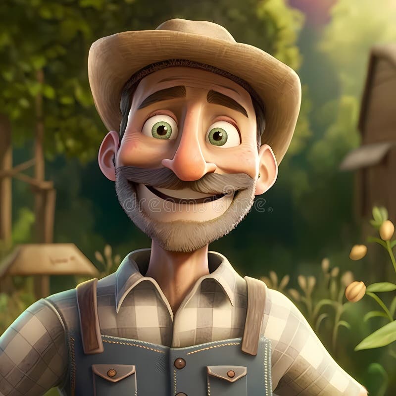 Happy Smiling Farmer at Forest. Generative AI Stock Illustration ...